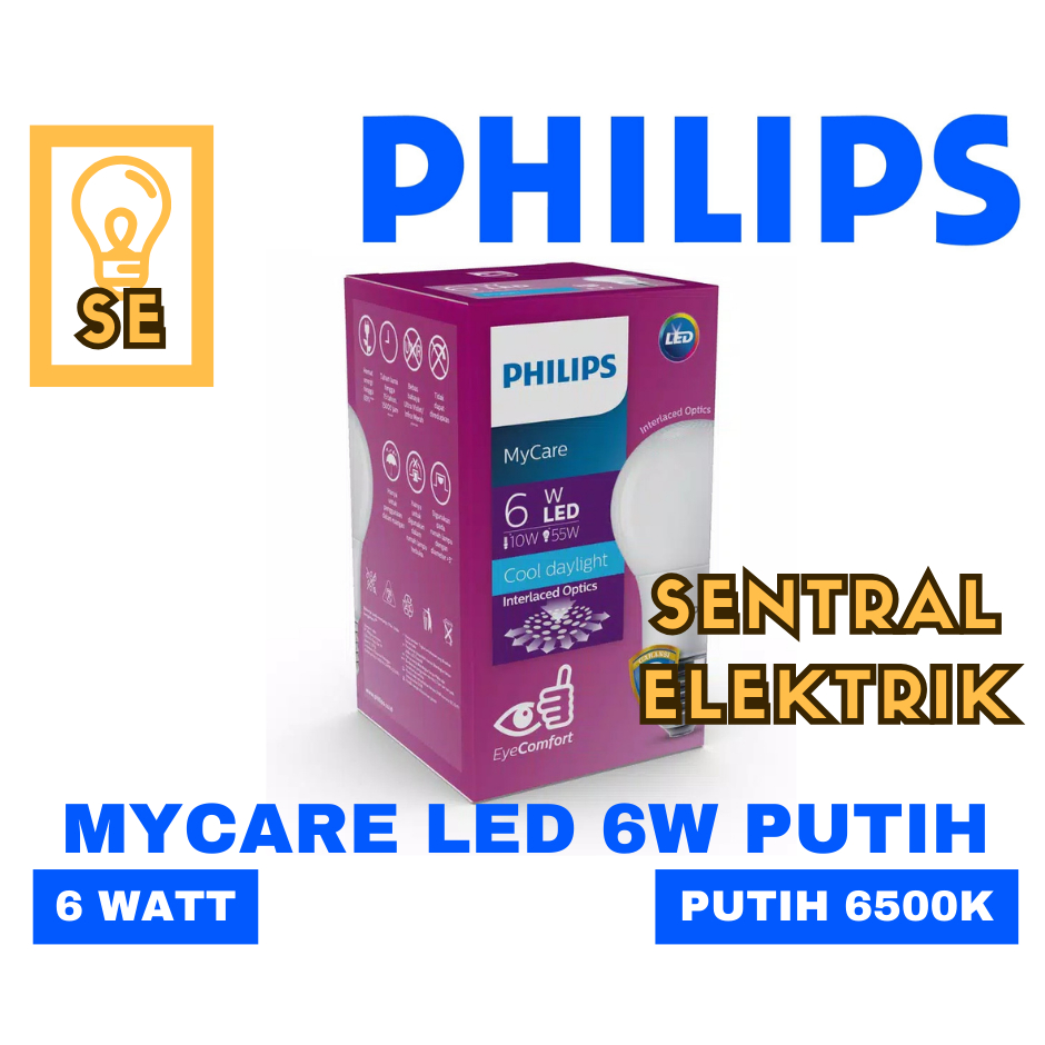 Jual PHILIPS LAMPU LED BULB MYCARE 6W / 6 WATT PUTIH (BERGARANSI 3 ...