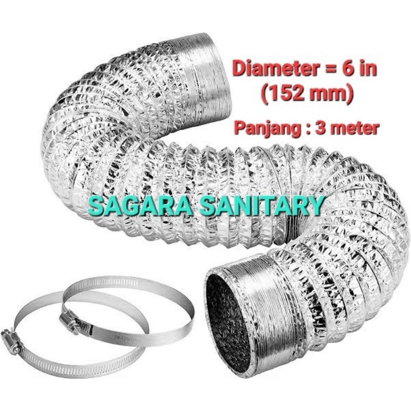 Jual Pipa cerobong asap exhaust 6 in 3 meter + klem stainless 2 pcs ...