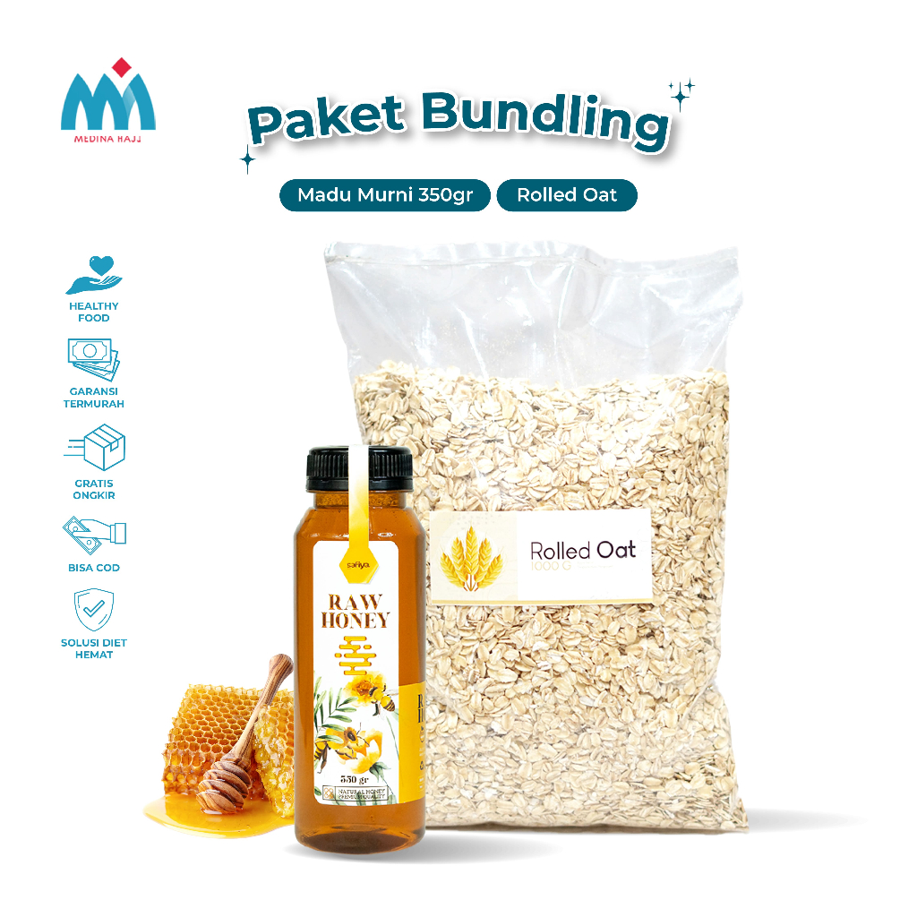 Jual [Paket Murah] Sarapan Sehat Rolled Oat 1 Kg + Madu Murni 350 gr ...