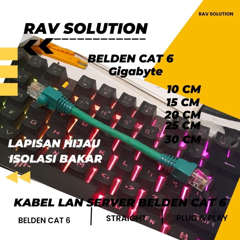 Jual KABEL LAN SERVER GIGABYTE BELDEN CAT 6 + HEAT SHRINK CUBE HIJAU ...