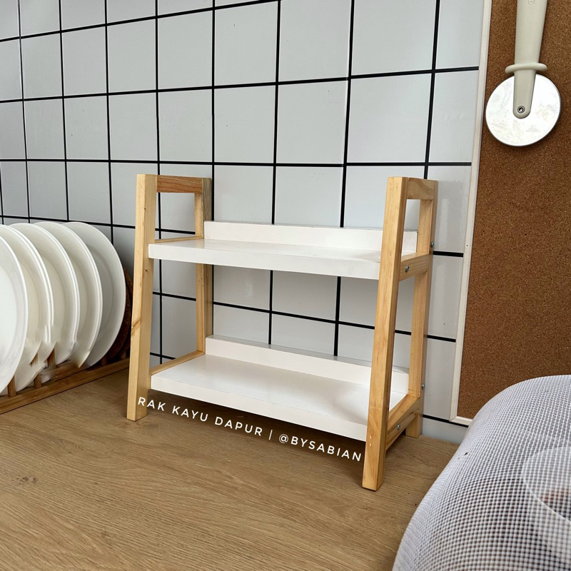 Jual Rak Kayu Dapur / Rak Putih Dapur / Rak Toples Bumbu Dapur / Rak ...