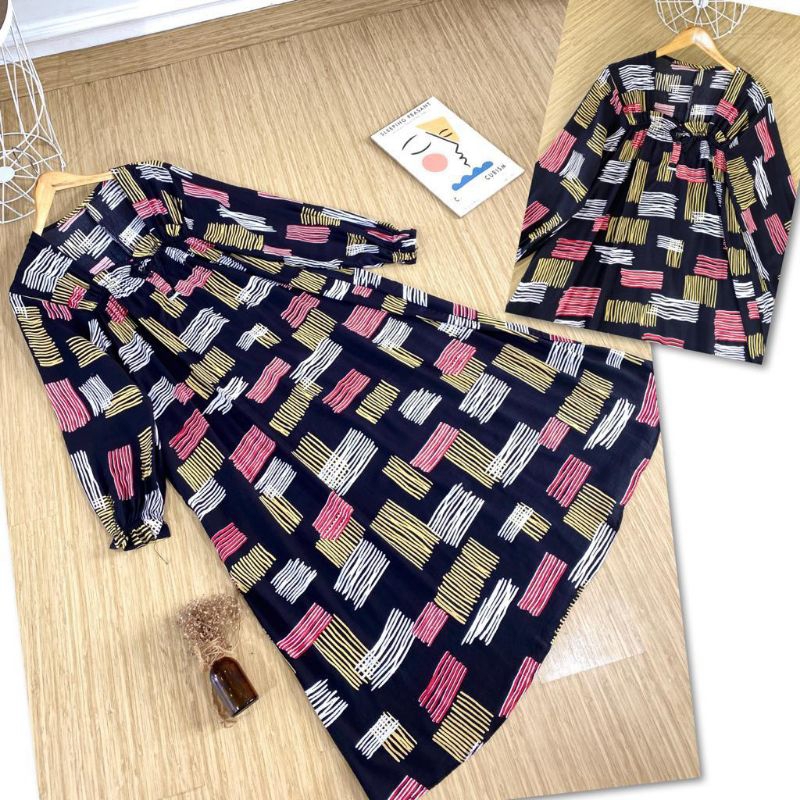 Jual Long Daster Home Dress Rayon Premium Motif Cantik Kekinian ...