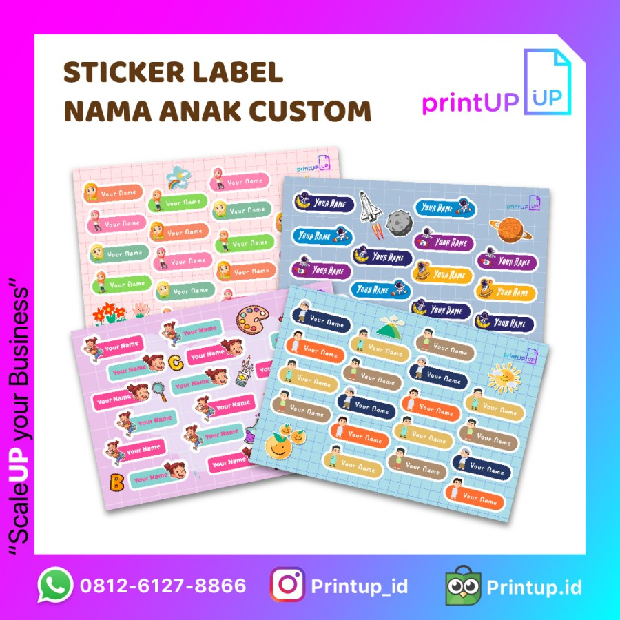 Jual Sticker Label Nama Anak Sekolah Custom Karakter/ Stiker Nama ...