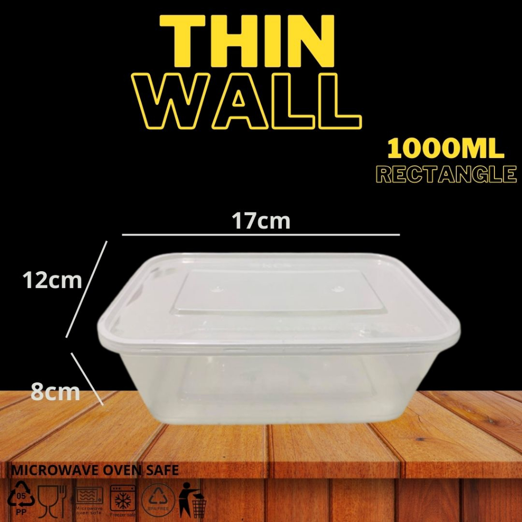 Jual Kotak Makan Thinwall 1000ML Plastik Food Container Food Grade ...