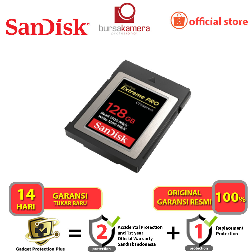 Jual SanDisk 128GB Extreme Pro CFexpress Card Type B - (SDCFE-128G-GN4NN) | Shopee Indonesia