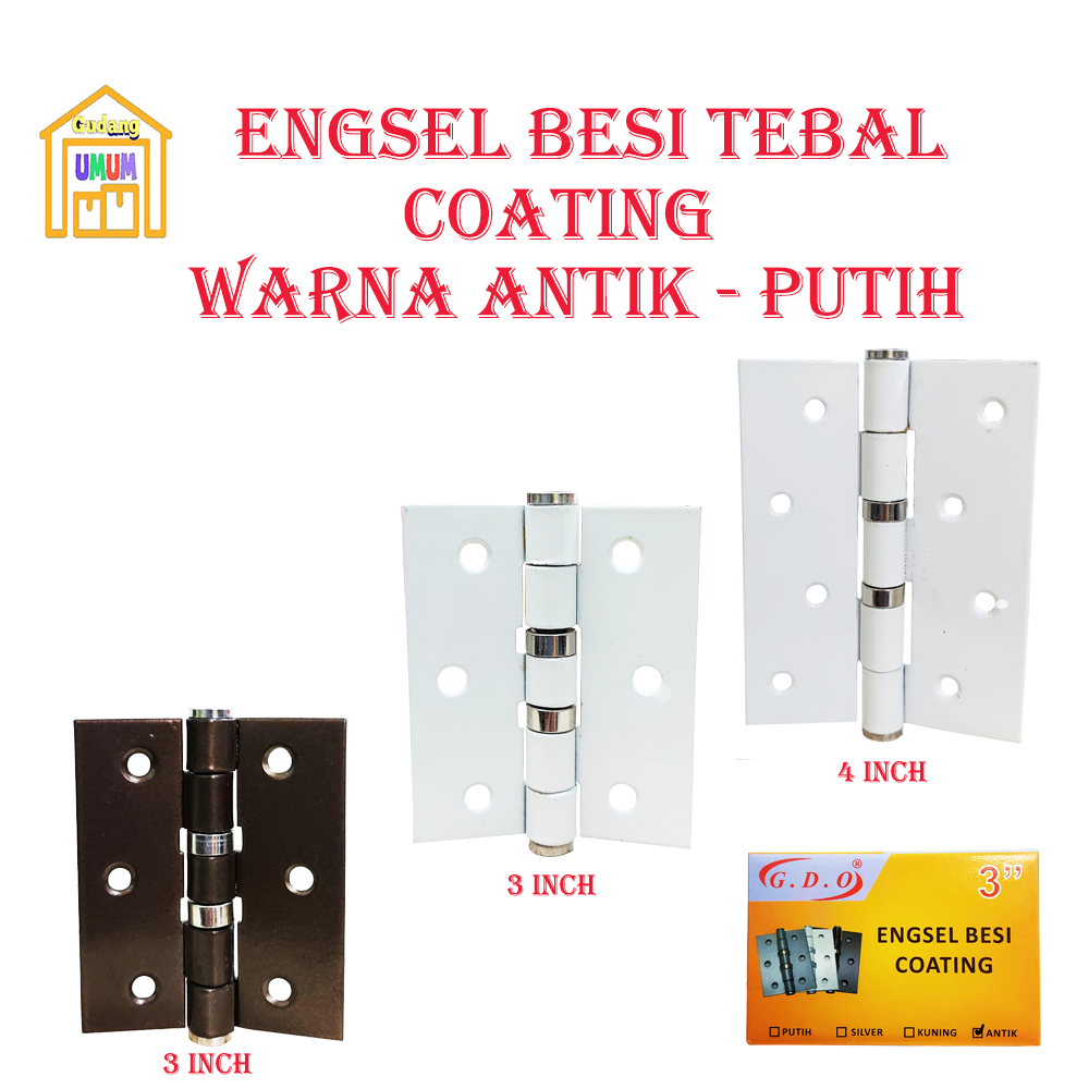 Jual Engsel Tebal Besi Coating 3" 4" GDO Engsel Pintu Jendela Putih ...