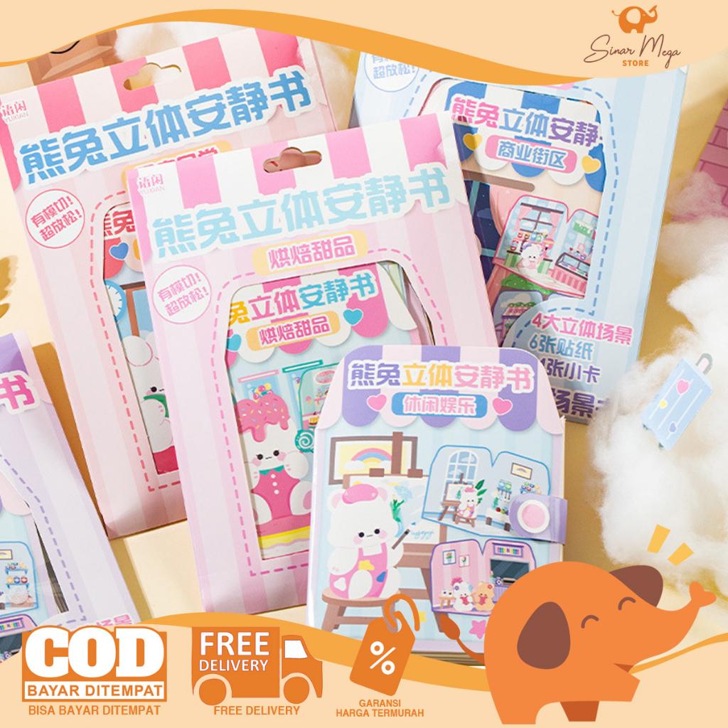 Jual Bear Rabbit Activity DIY Book Stickers / Stiker Book Set DIY Deco ...