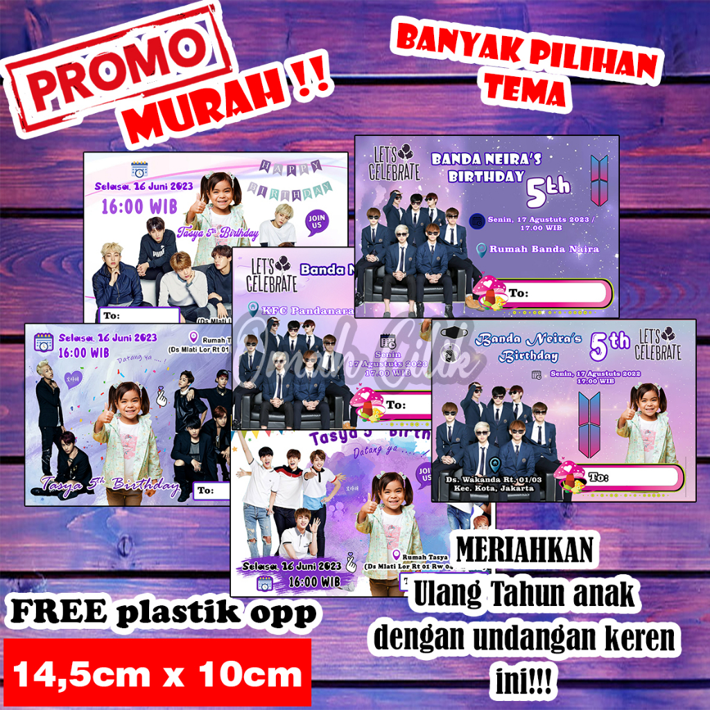 Jual UNDANGAN ULANG TAHUN KARAKTER BTS/UNDANGAN ULANG TAHUN BTS ...