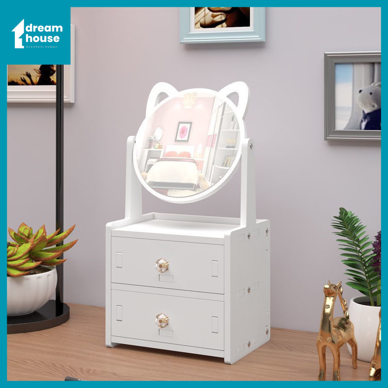 Jual Rak Kosmetik Cermin Tempat Penyimpanan Makeup Storage Box ...