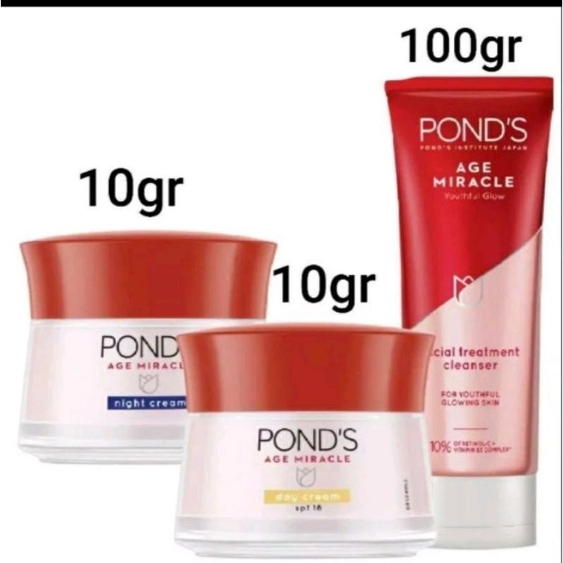 Jual Ponds Age Miracle Paket hemat Day Cream 10g+ Night Cream 10g ...