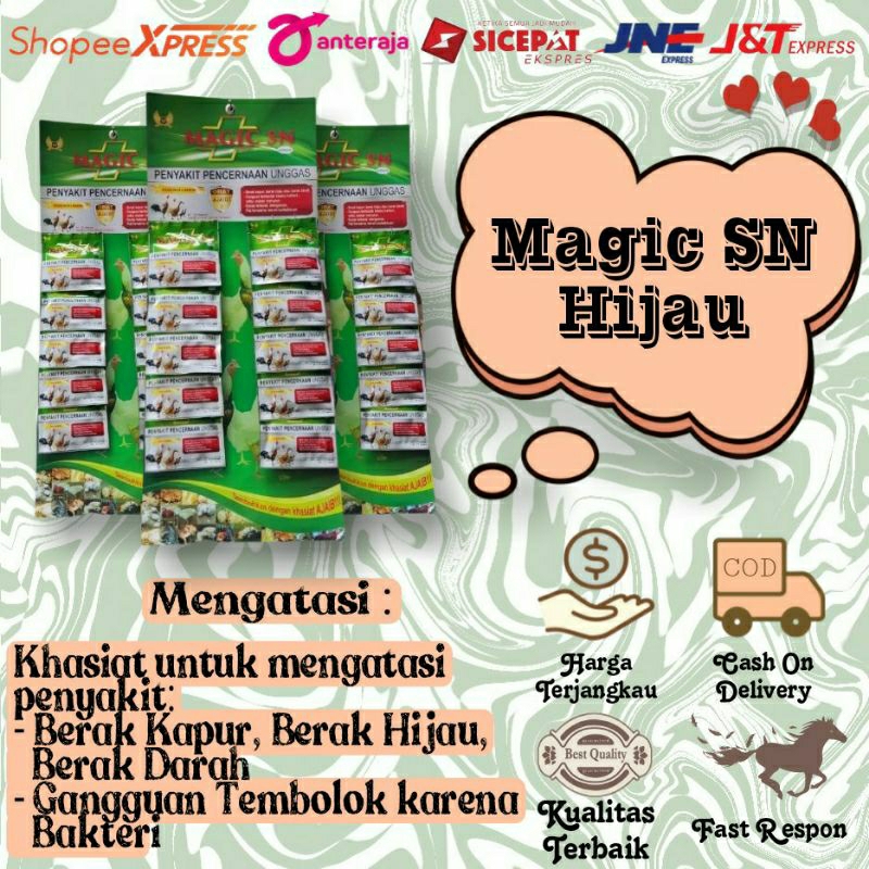 Jual Magic SN Hijau Obat Pencernaan Ayam ( 1 Renteng = 10 Sachet ...