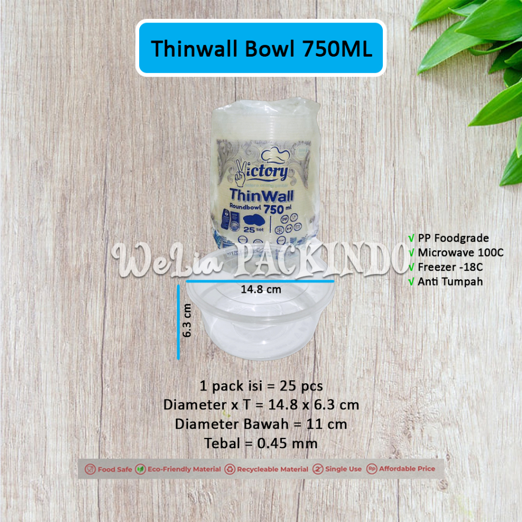 Jual Thinwall Bowl Bulat 750ml Victory / Food Container / Wadah Bulat ...