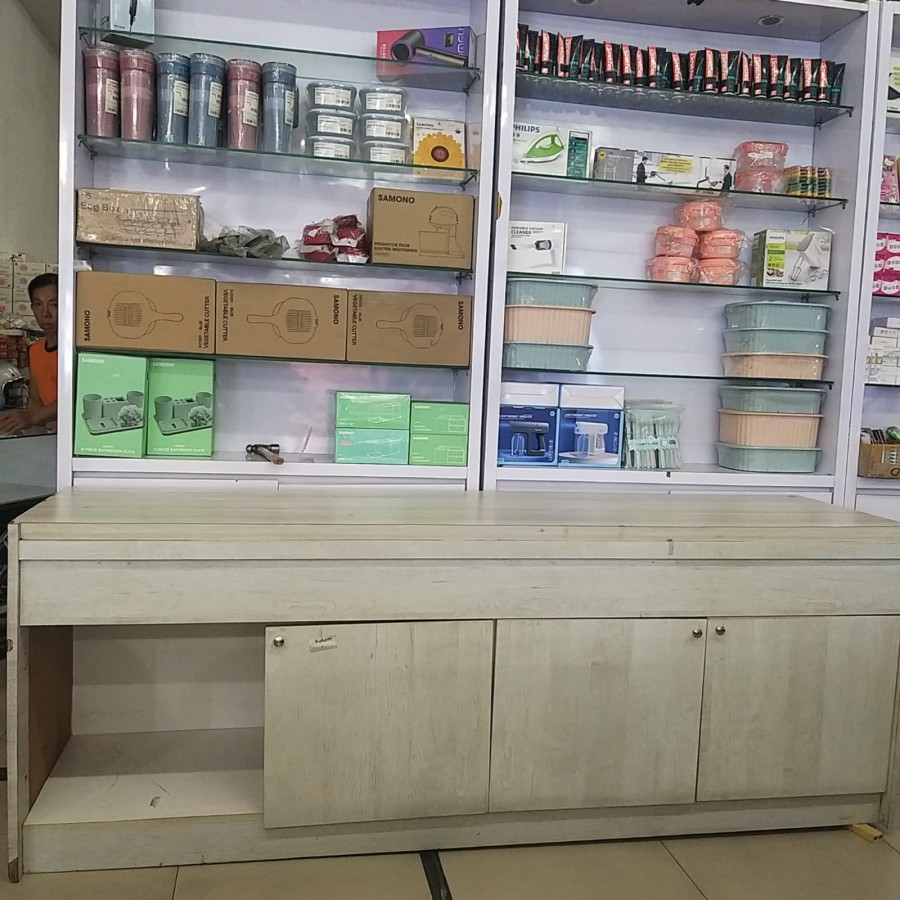 Jual MEJA RAK LEMARI KAYU PANJANG MINIMALIS SECOND 221 X 59 X 83 ...