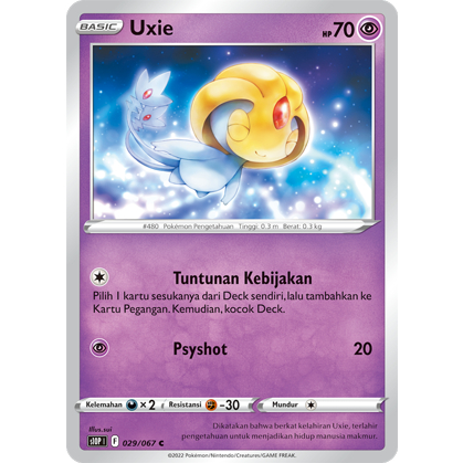 Jual POKEMON TCG INDONESIA UXIE S10P 029/067 | Shopee Indonesia