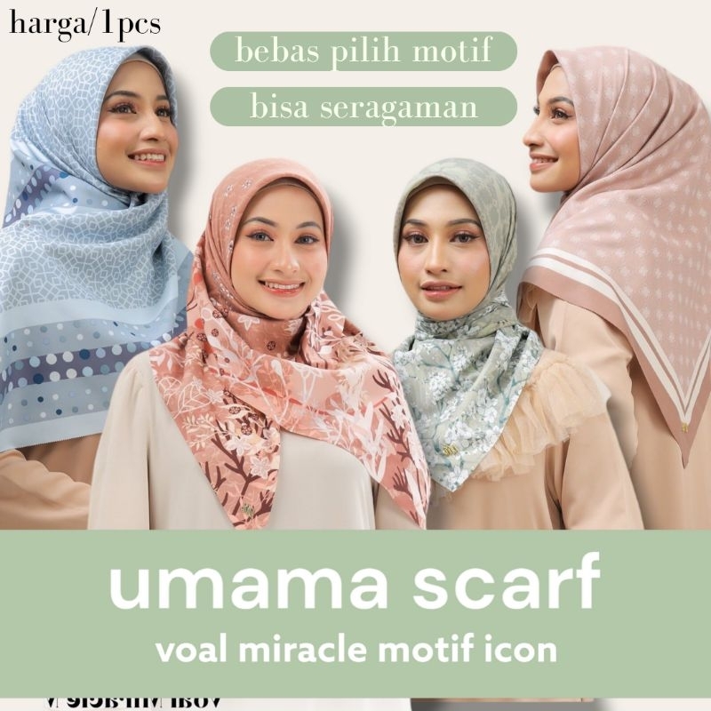 Jual (PART 3)Umama Scarf Hijab Jilbab Kerudung Segi Empat Voal Miracle Motif Print Laser Cutting ...