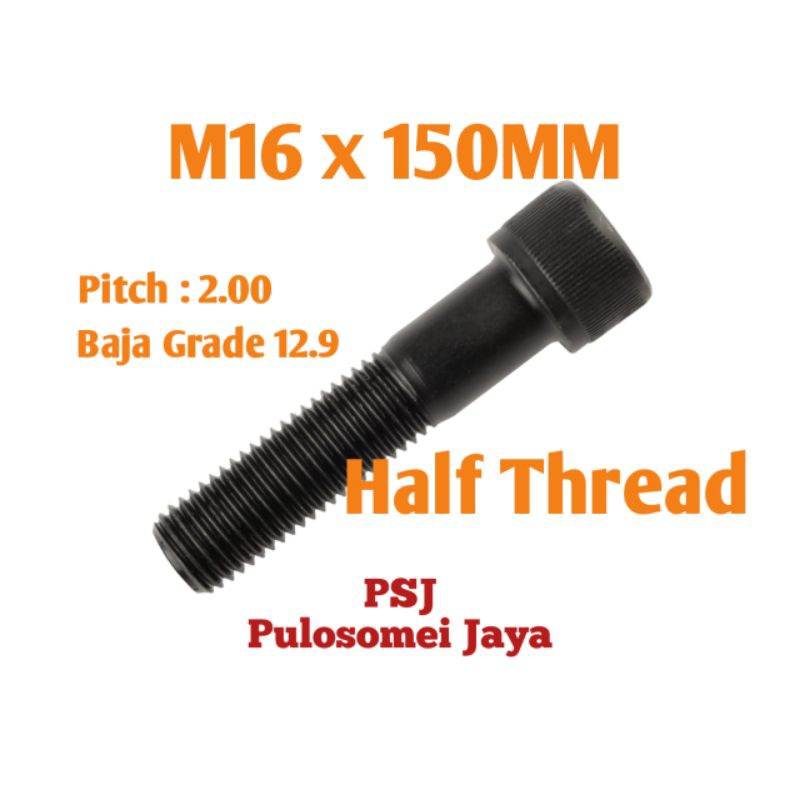 Jual Baut L Baja M16 x 150 / Socket Head Kunci L Grade 12.9 / HT ...