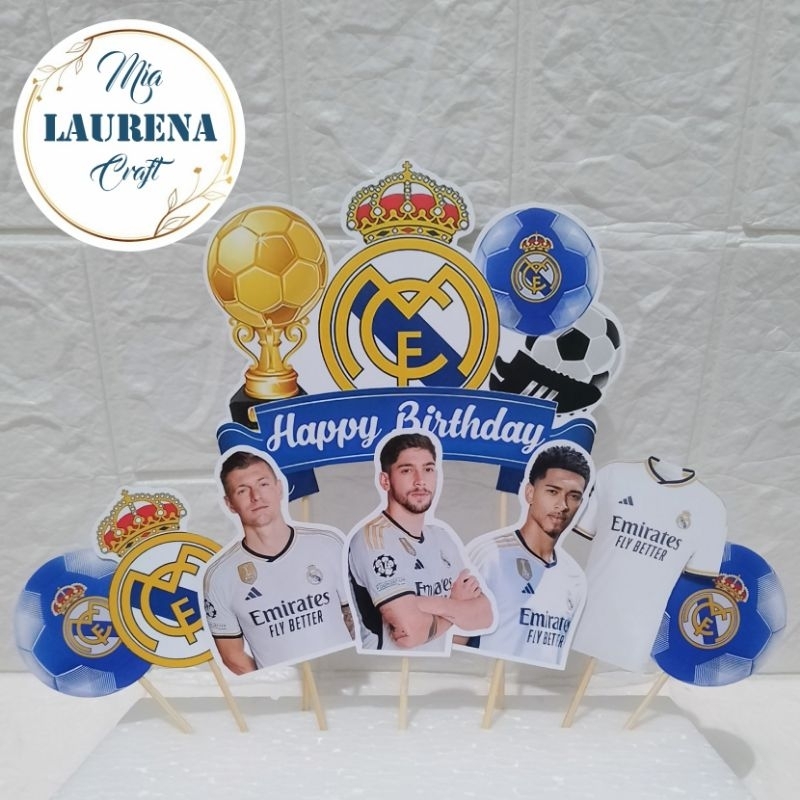 Jual Topper birthday cake hiasan kue ulang tahun tema bola Real Madrid ...