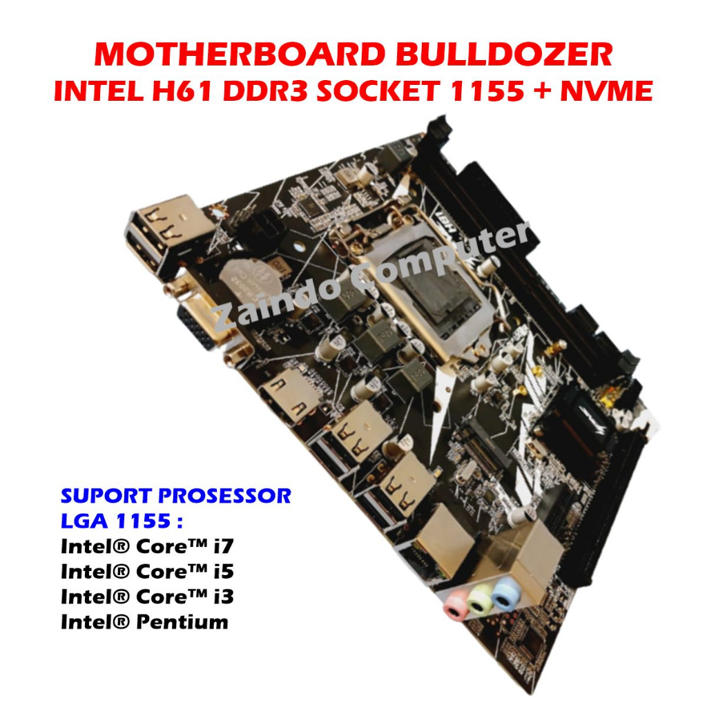 Jual MOTHERBOARD QWERTY H61 LGA 1155 DDR3 + SLOT M.2 NVME M-ATX ...