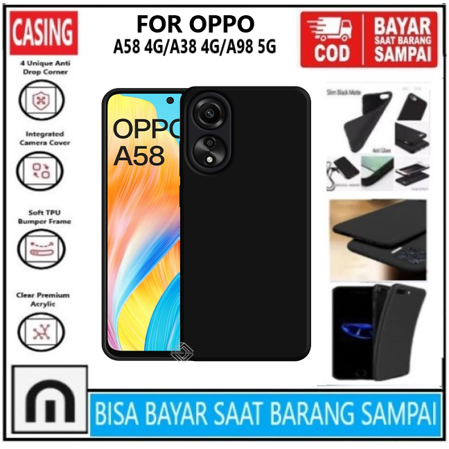 Jual Case Slim Black Matte Oppo A58 4g A38 4g A78 4g A98 5g Casing