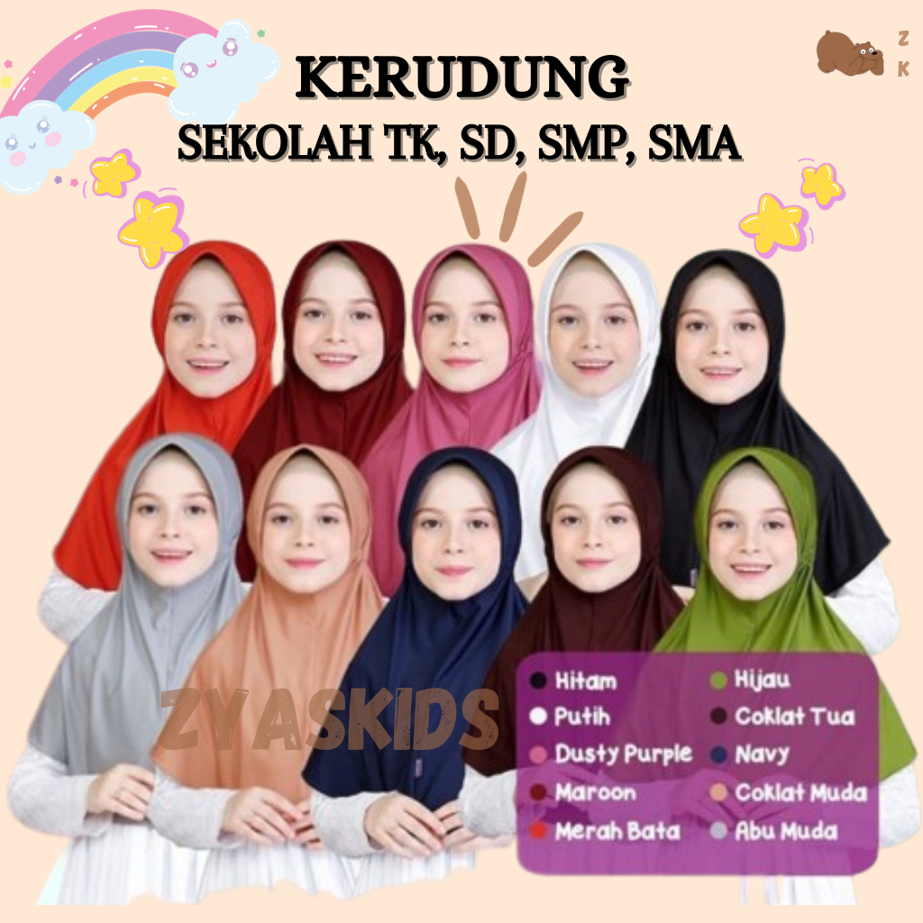 Jual KERUDUNG ANAK SEKOLAH Hijab Jilbab Bergo Sekolah Model Rabbani ...