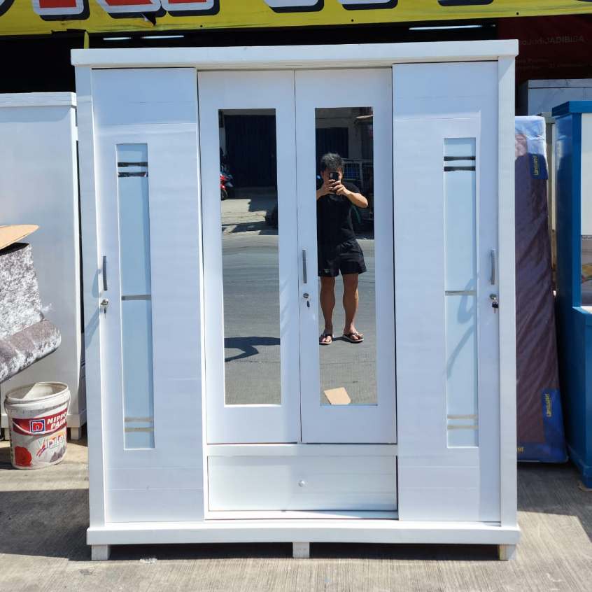 Jual Lemari Baju 4 Pintu Sliding Mini / Lemari Pakaian Murah | Shopee ...