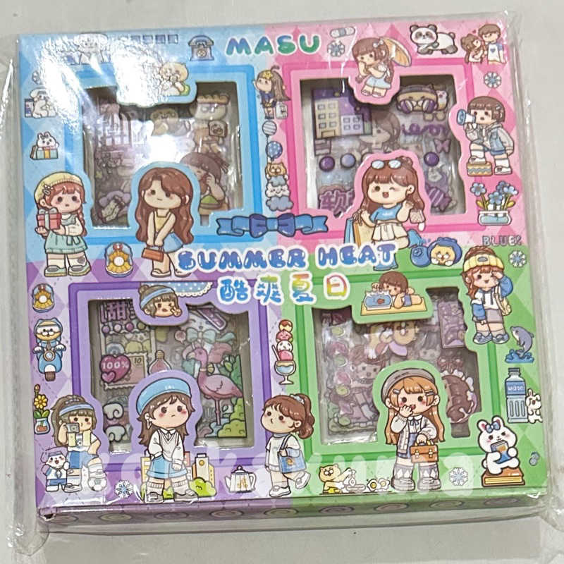 Jual ( KKM ) MASU Sticker Box Aesthetic Karakter Cewek Korea Waterproof ...