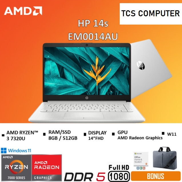 Jual LAPTOP HP 14 RYZEN 3-7320U 8GB 512SSD W11+OHS 14"FHD | Shopee ...