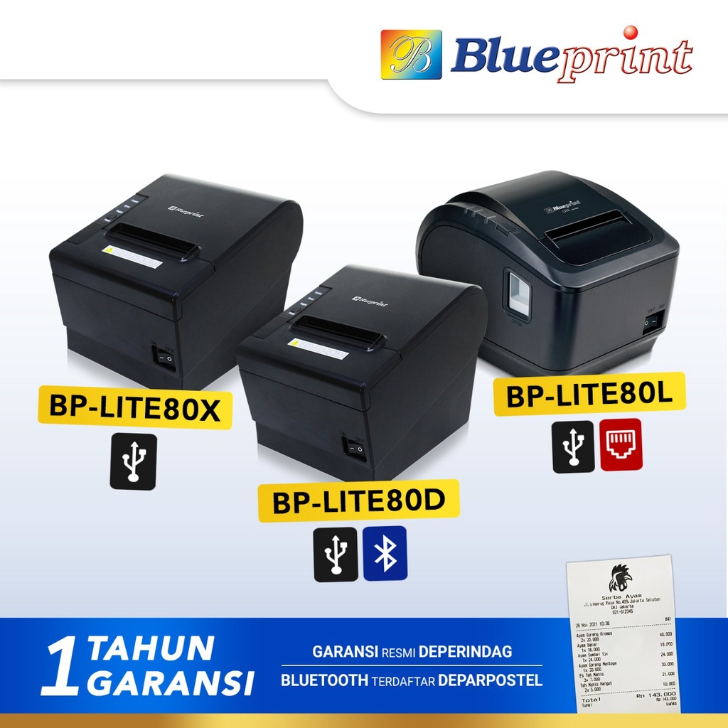 Jual Printer Kasir Thermal POS BLUEPRINT 80 mm Dekstop Varian | Shopee ...