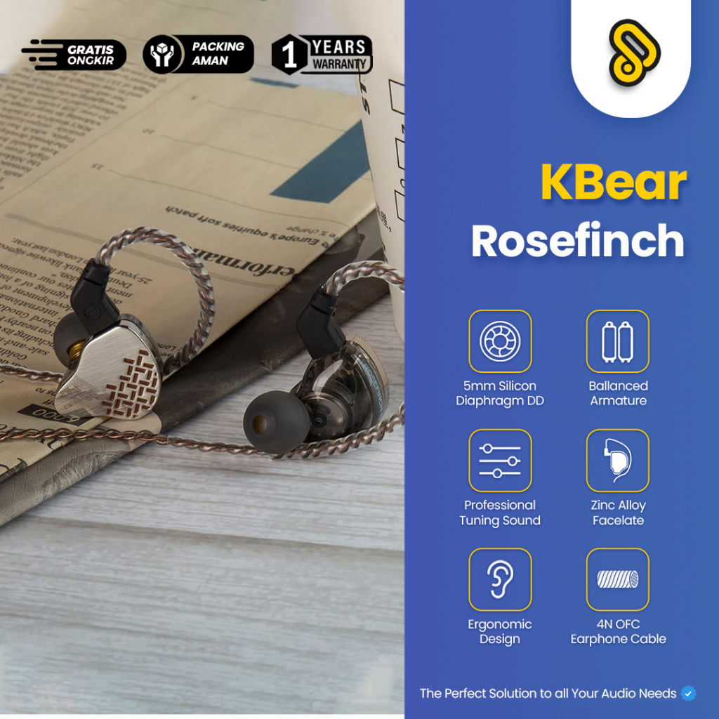 Jual KBEAR Rosefinch Dynamic Driver In Ear Monitor Earphone HIFI | Shopee Indonesia