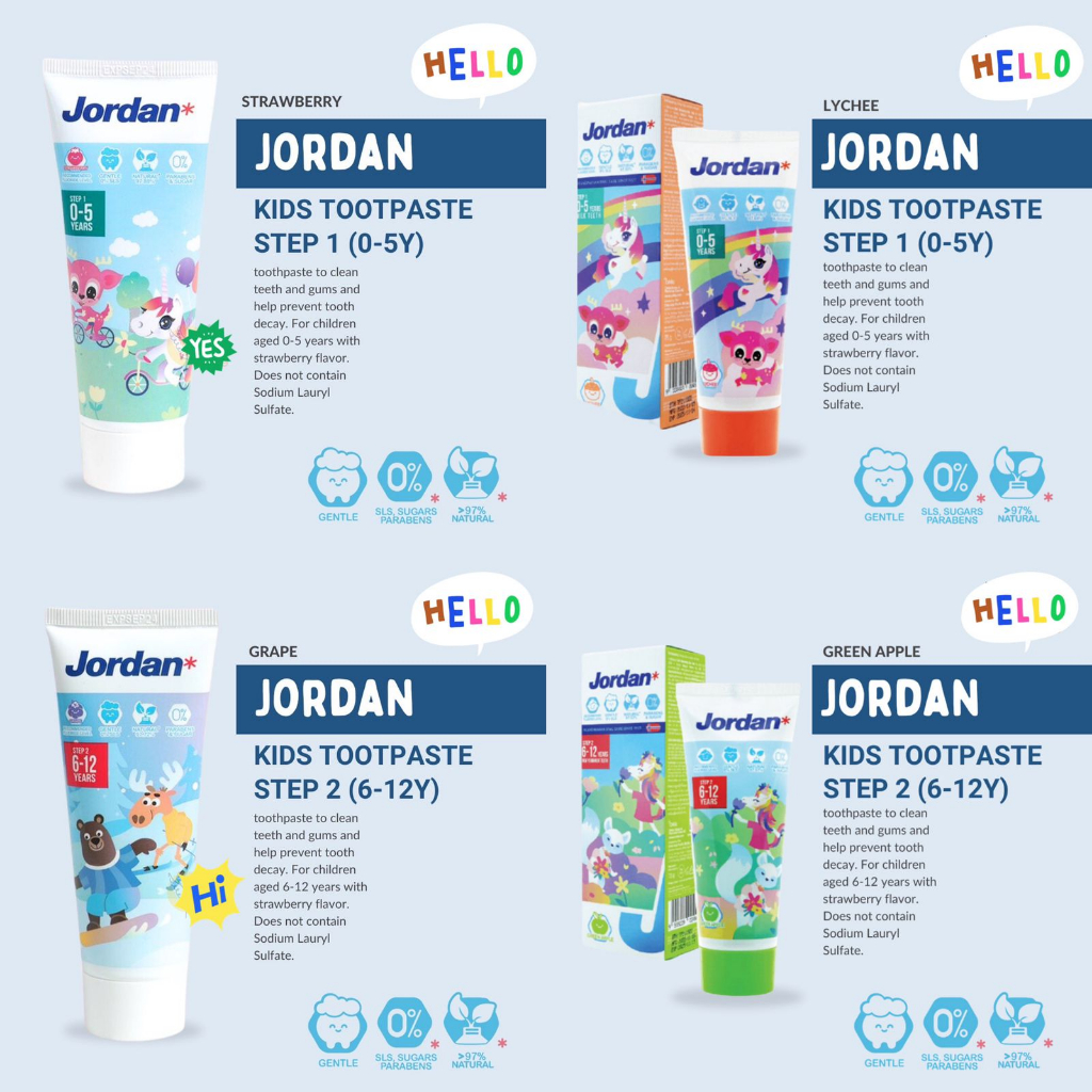 Jual Jordan Toothpaste Step 1 step 2 - Pasta Gigi Anak Jordan Terlaris ...
