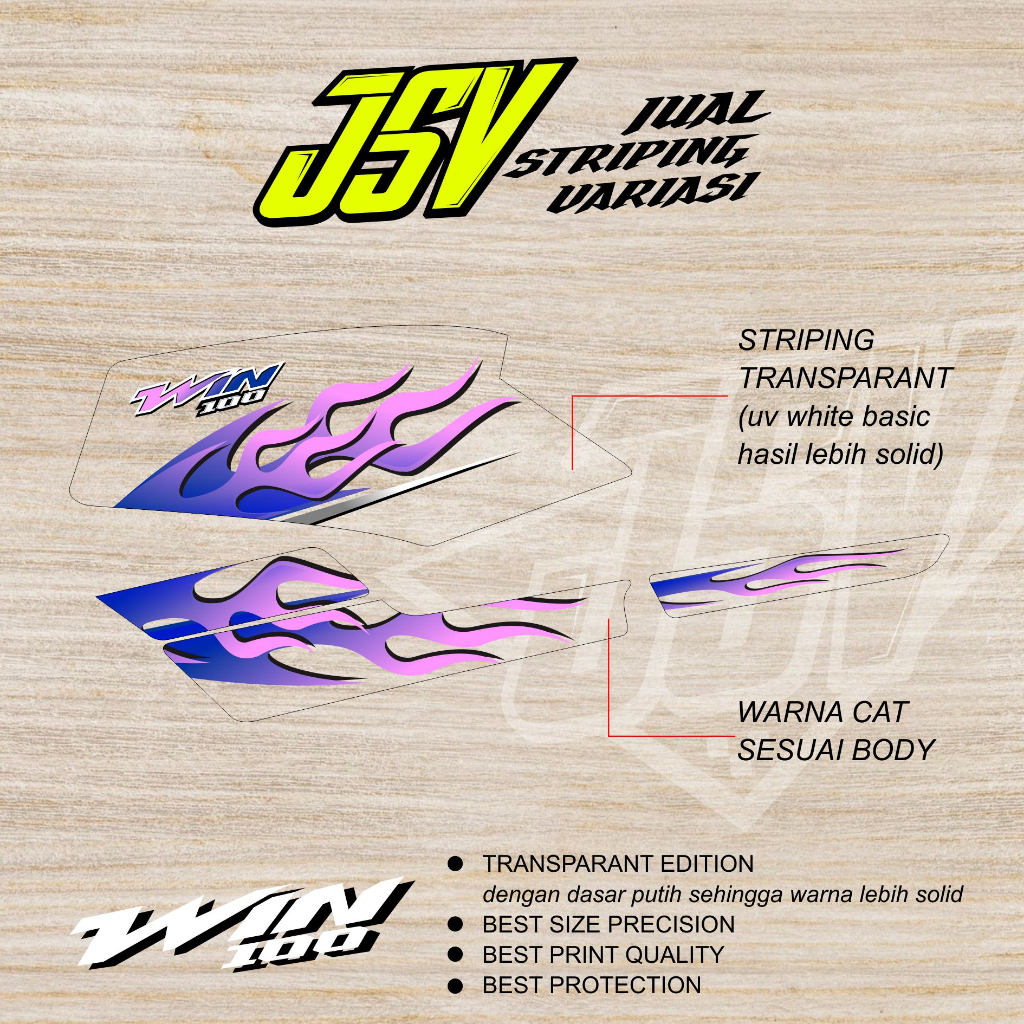 Jual Stiker Honda Win 100 Variasi FLAME API Striping Win Custom ...