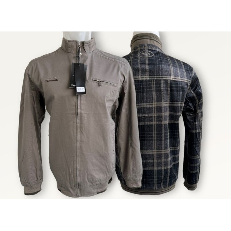 Jual jaket katun premium bolak balik kerah tinggi | Shopee Indonesia