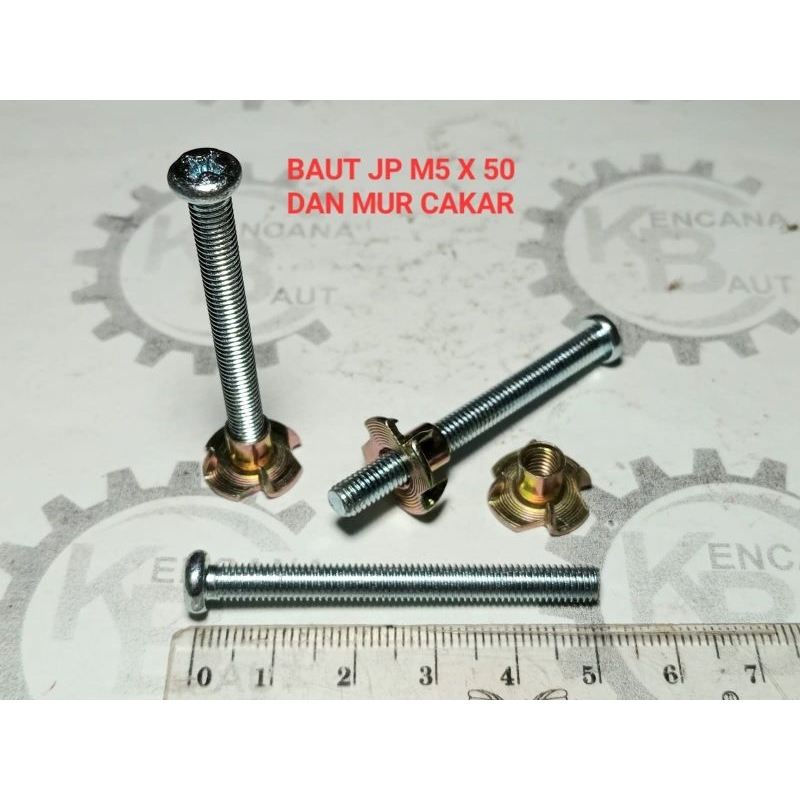 Jual BAUT JP M5 X 50 MM GALVANIS DAN MUR CAKAR / BAUT SPEAKER KUNCI OBENG PLUS(+) PANJANG 5 CM ...