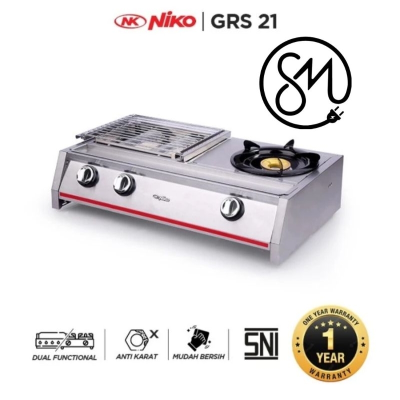 Jual Kompor Gas Grill Niko GRS 21 2in1 Bakar BBQ 2 in 1 GRS21 ...