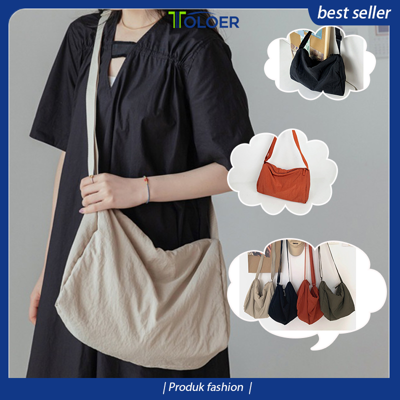 Jual 【READY!】Nylon Tas selempang wanita Korea tas kanvas kapasitas ...