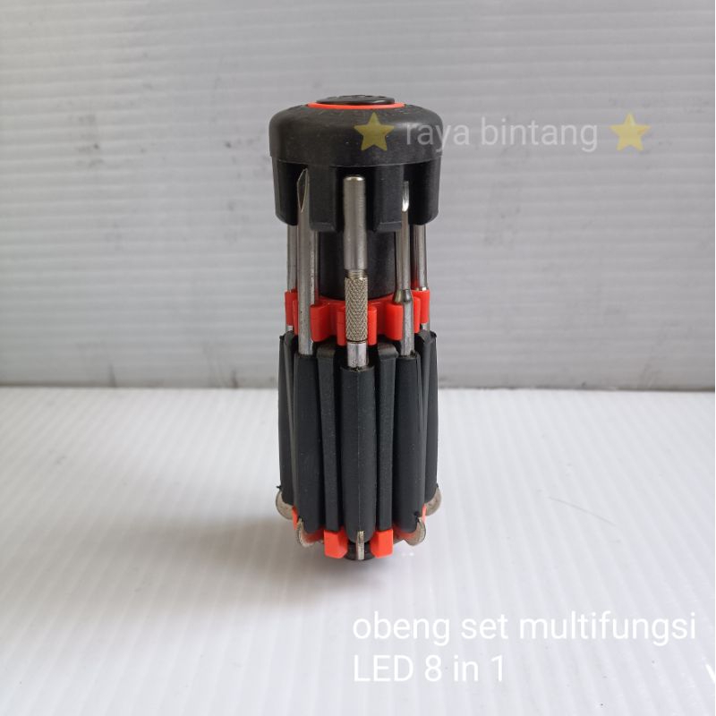 Jual OBENG SET MULTIFUNGSI senter LED 8 in 1 plus minus screwdriver ...
