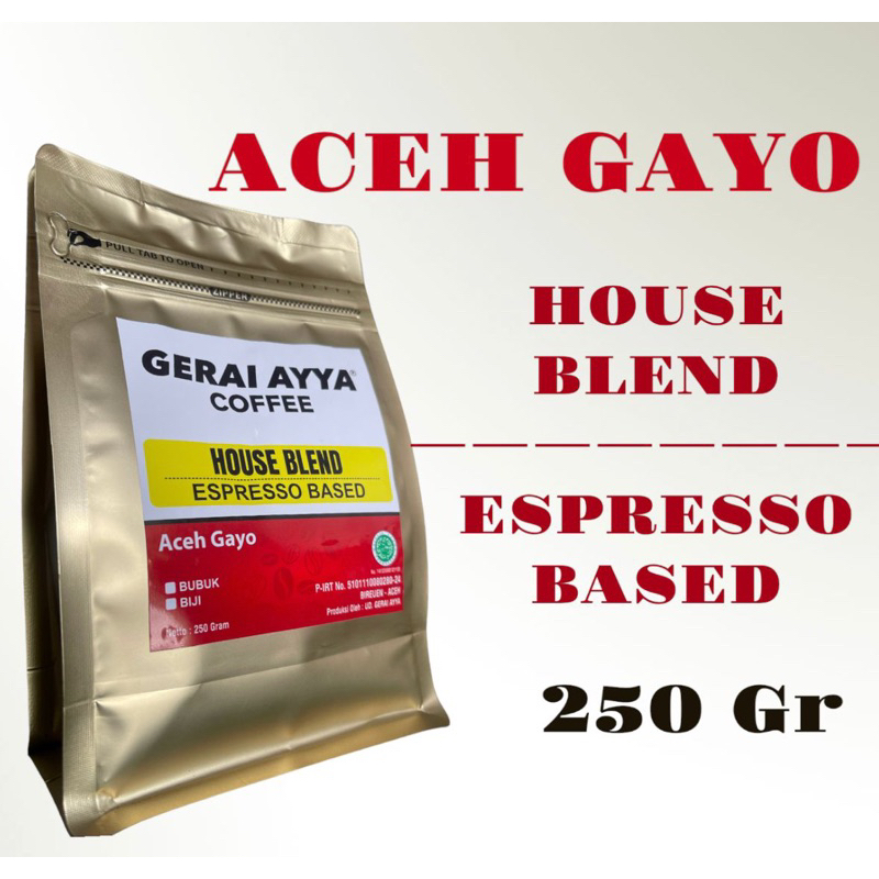 Jual KOPI HOUSE BLEND 250 gr ACEH GAYO ( ESPRESSO BASED ) | Shopee ...