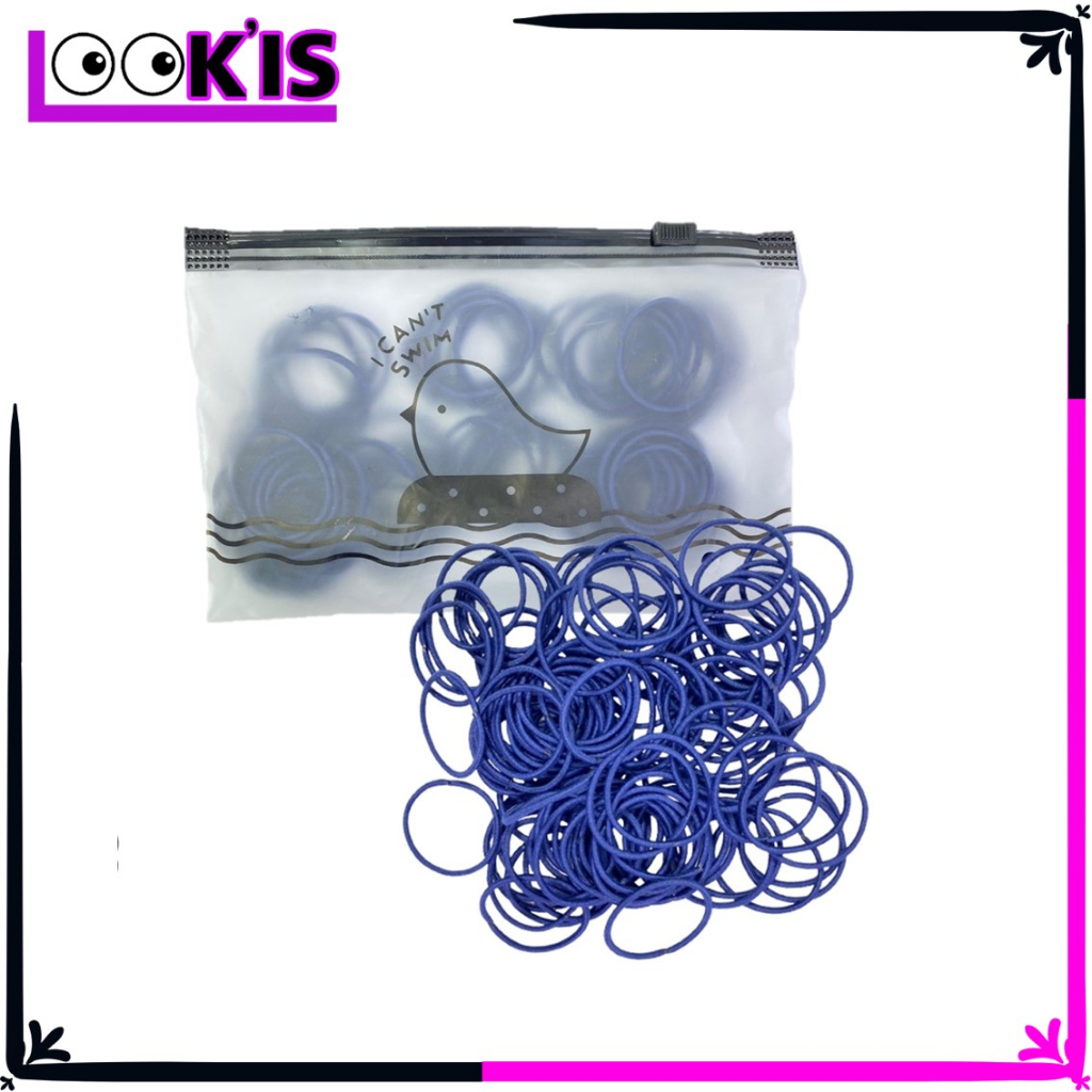 Jual LOOK'IS Ikat Karet Rambut Elastis Warna 100Pcs Tipis kecil kode ...