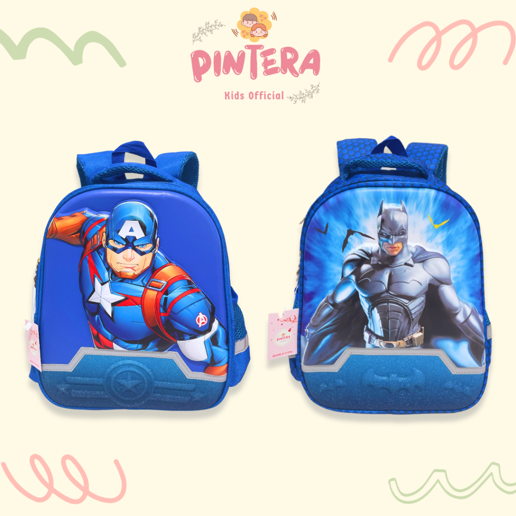 Jual Pintera - Tas Sekolah Anak Laki-Laki TK SD Ransel Batman Captain ...