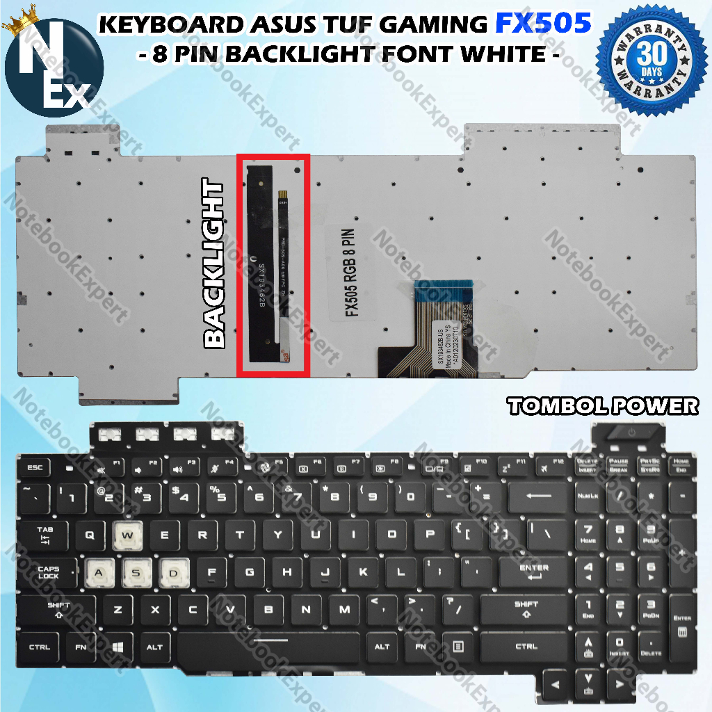 Jual KEYBOARD ASUS TUF GAMING FX505 RGB 8 PIN BACKLIGHT FONT WHITE ...