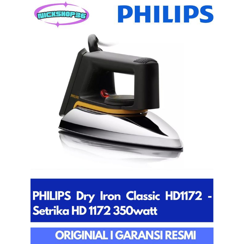 Jual PHILIPS Dry Iron Classic HD 1172-Setrika HD 1172 350watt | Shopee ...