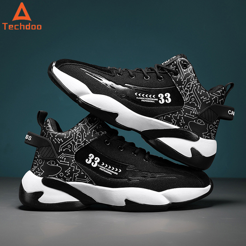 Jual Techdoo Sepatu Sneakers Tali Pria Sepatu Olahraga Basket Voli Casual Sneaker Jalan Pria ...