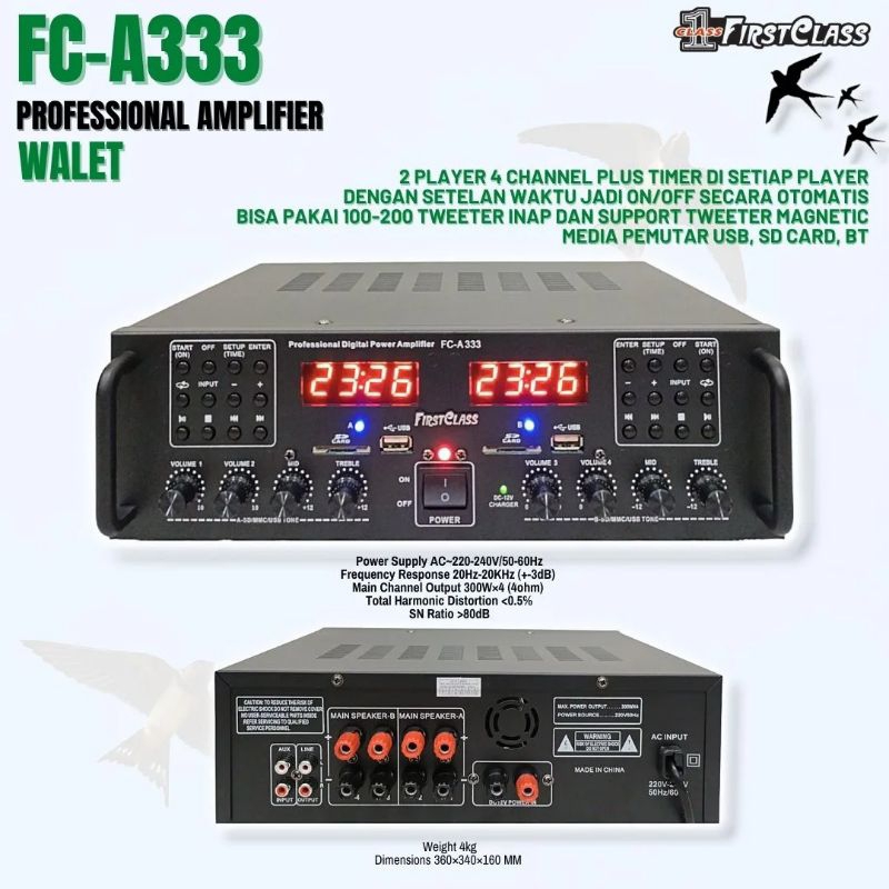 Jual Digital Power Amplifier Firstclass FCA 333 | Ampli Walet FC A333 ...