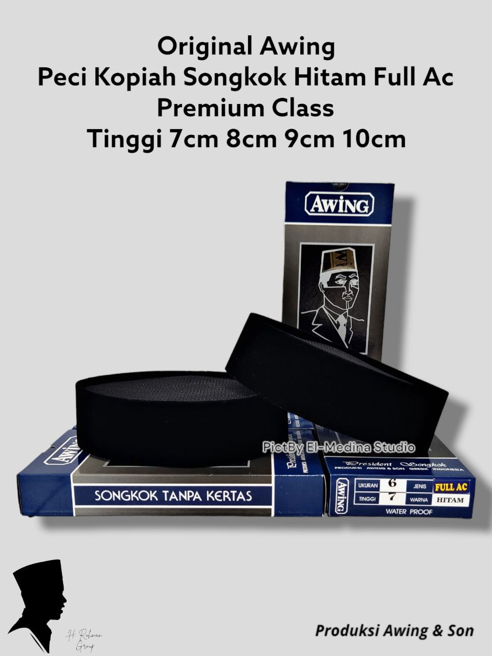 Jual Awing Full AC Tanpa Kertas Peci Kopeah Tinggi 6 CM 7CM 8CM 9CM ...