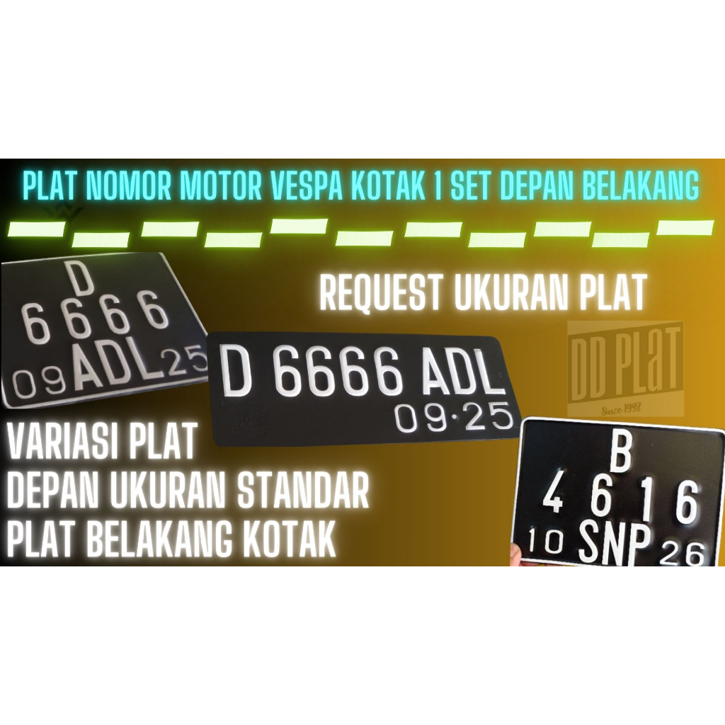 Jual Plat Motor Vespa Kotak 1 pasang / 1 set / depan belakang / 2pcs ...