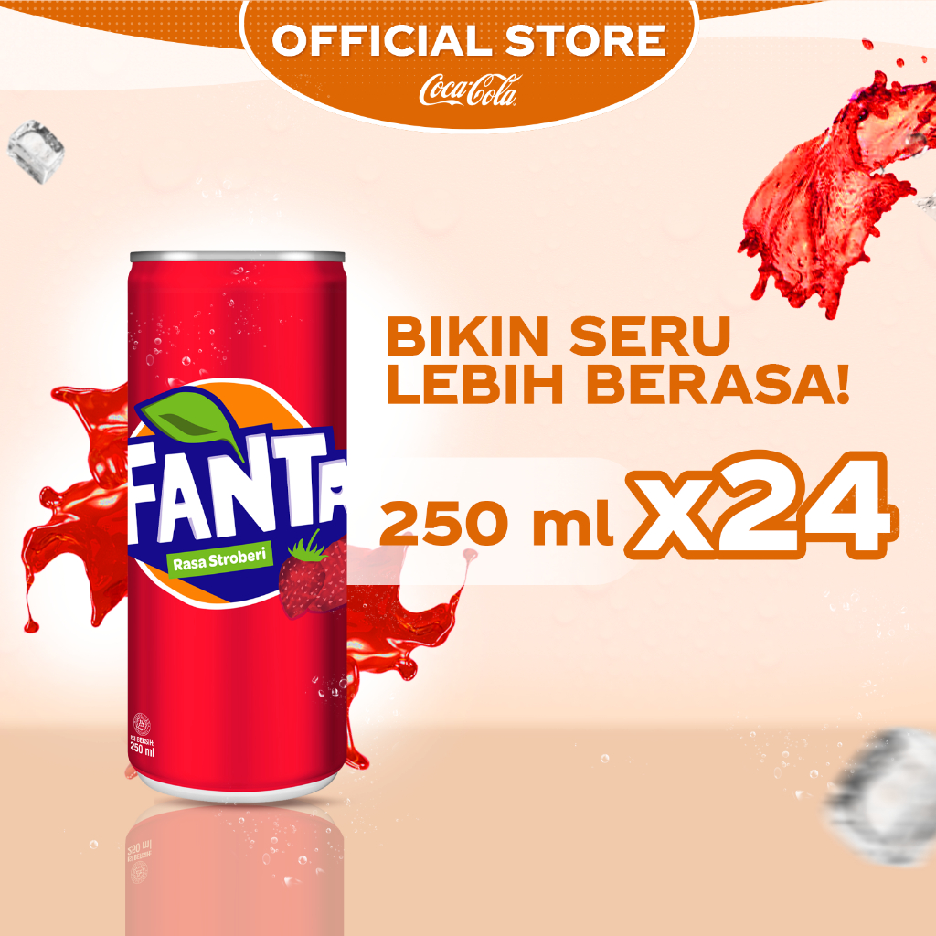 Jual Fanta Rasa Strawberry Minuman Soda - Kaleng 250ml x 24pcs | Shopee Indonesia