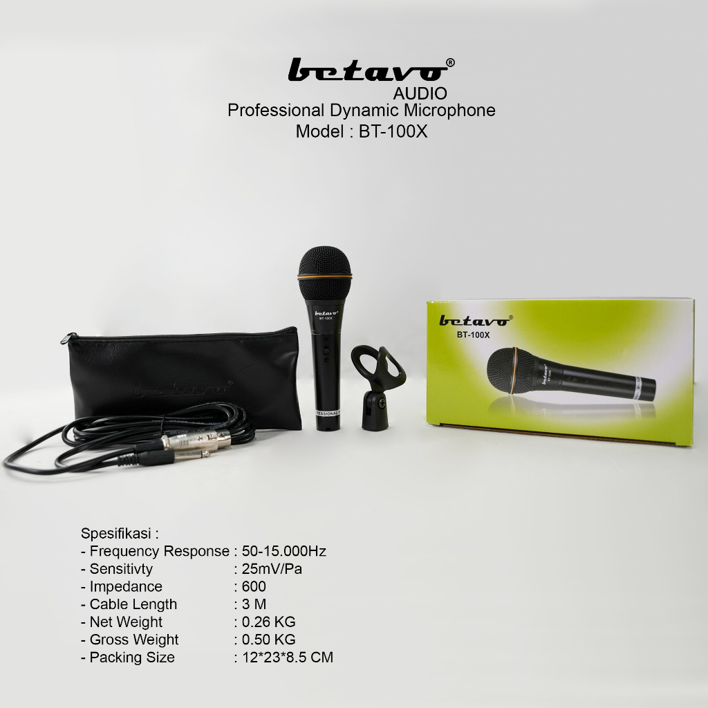 Jual Professional Dynamic Microphone Betavo BT-100X Mic Kabel | Shopee ...