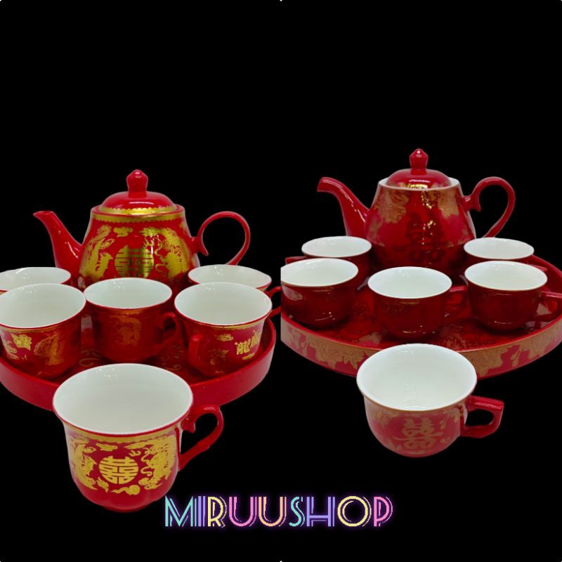 Jual Gelas Teapai Shuangxi Sangjit Wedding Keramik Warna Merah 1 set ...