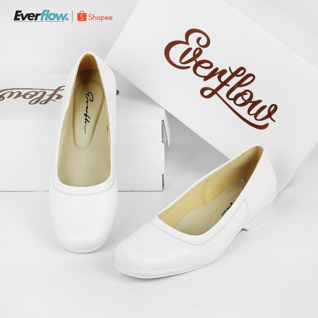 Jual EVERFLOW - VEW24 Sepatu Kerja Wanita White - Sepatu Pantofel Putih Perawat | Shopee Indonesia