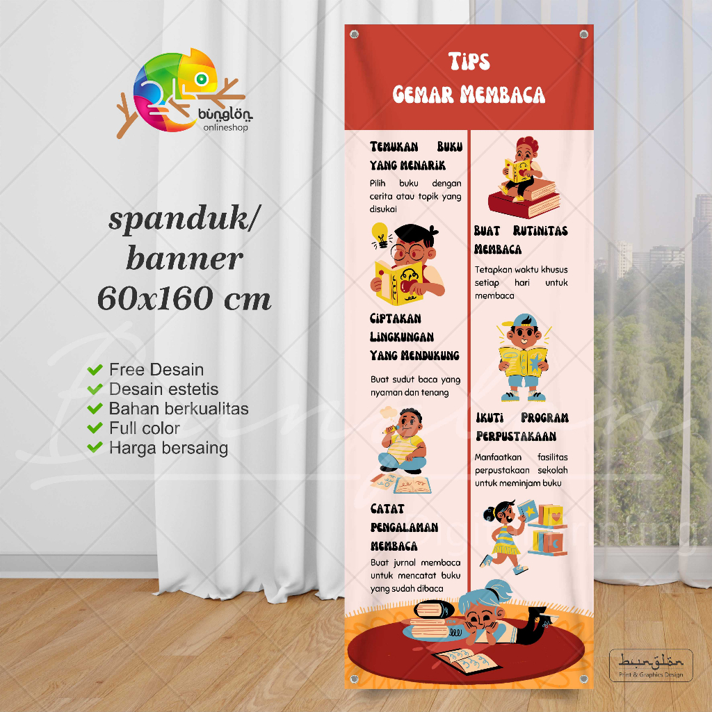 Jual Banner Spanduk Edukasi, Spanduk Perpustakaan, Banner Tips Gemar ...